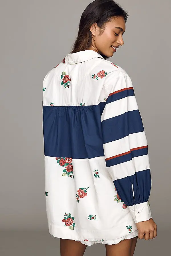 Maeve Cotton Rugby Shirt With Floral Embroidery