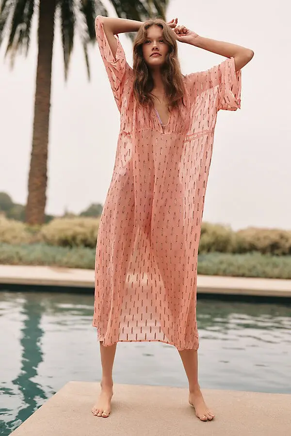 ELIZABETH GILLETT Sheer V-neck Tunic