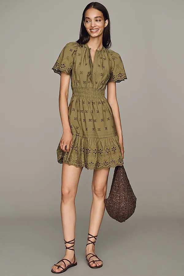 Anthropologie Somerset Smocked Mini Dress