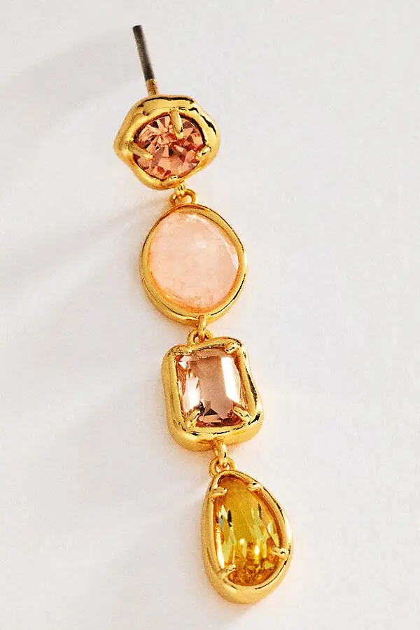 Anthropologie Organic Stone Drop Earrgs - Peach