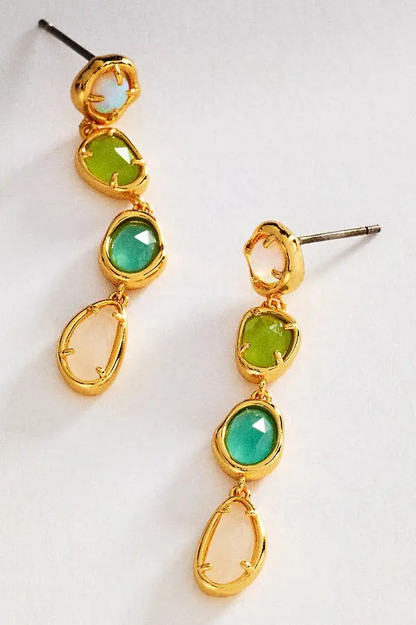 Anthropologie Organic Stone Drop Earrings - Turquoise