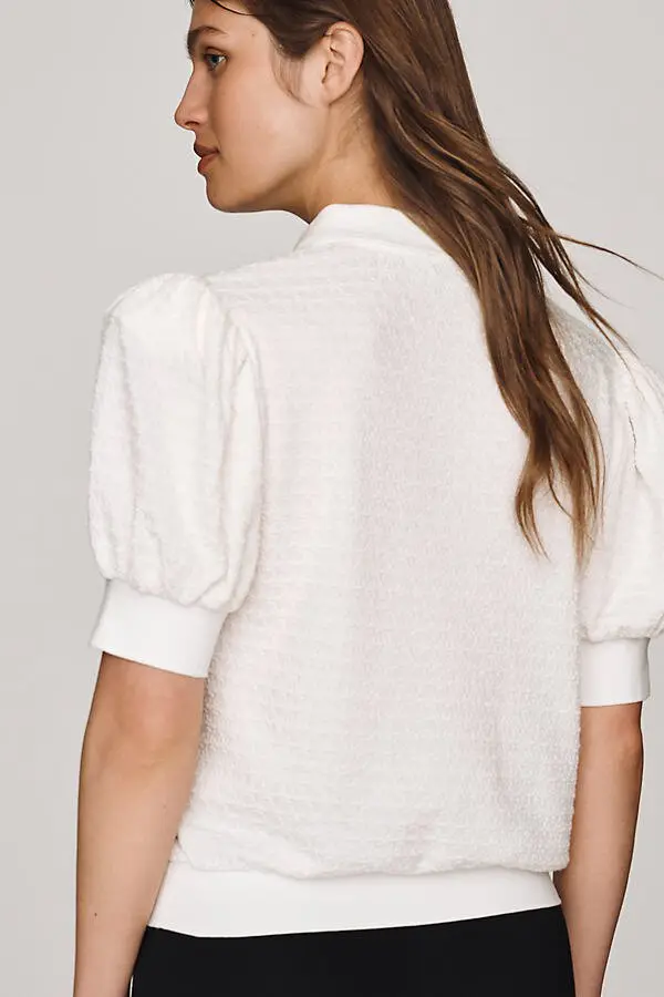 Maeve Puff-sleeve Collared Top - Cloud Dancer