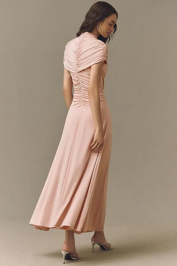 SIEMPRE Micro-cape Jersey Maxi Dress