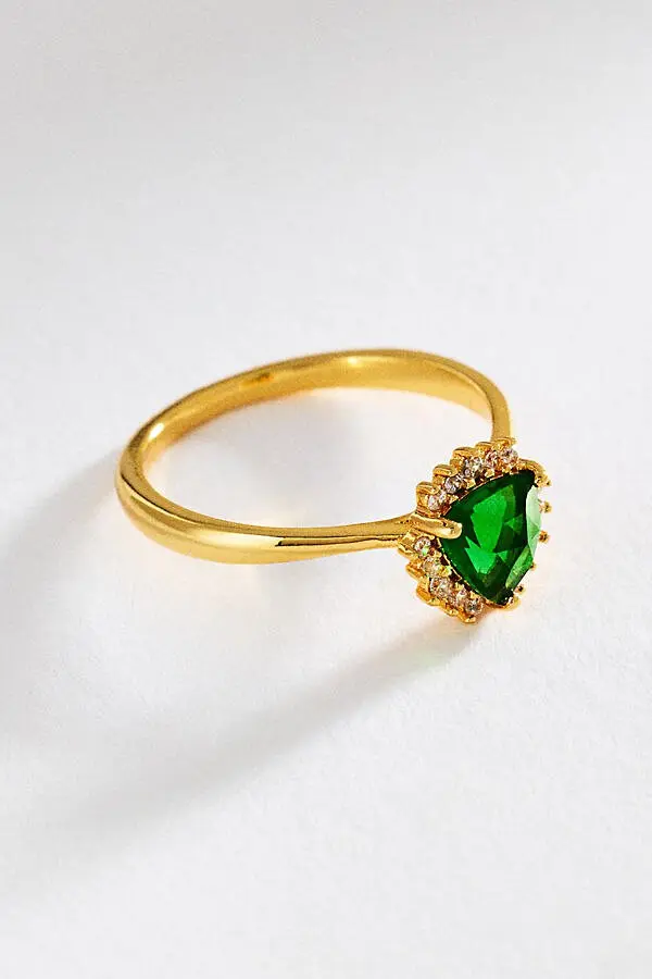Anthropologie Solo Crystal Ring - Green