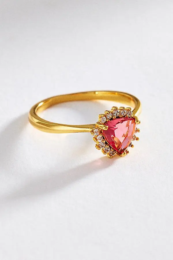 Anthropologie Solo Crystal Ring - Pink