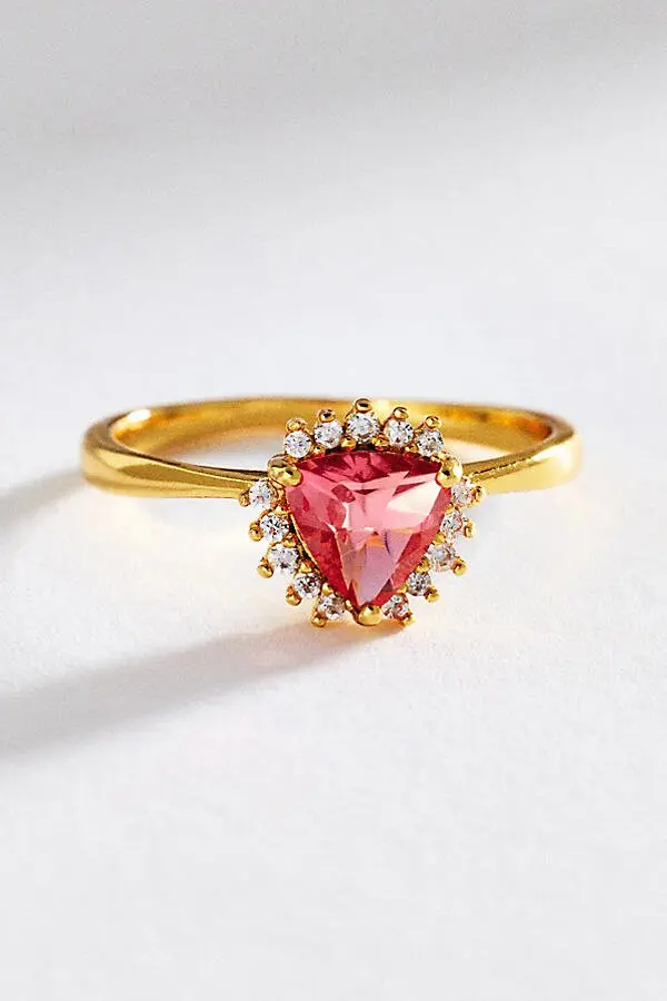 Anthropologie Solo Crystal Ring - Pink