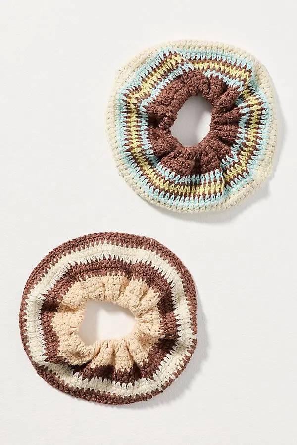 Anthropologie Crocheted Knit Scrunchies