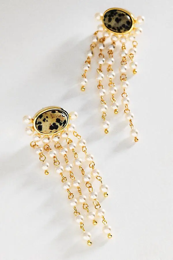 LUV AJ The Palma Pearl Stud Earrgs - Gold