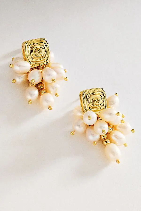 LUV AJ The Seychelles Pearl Statement Stud Earrgs - Gold