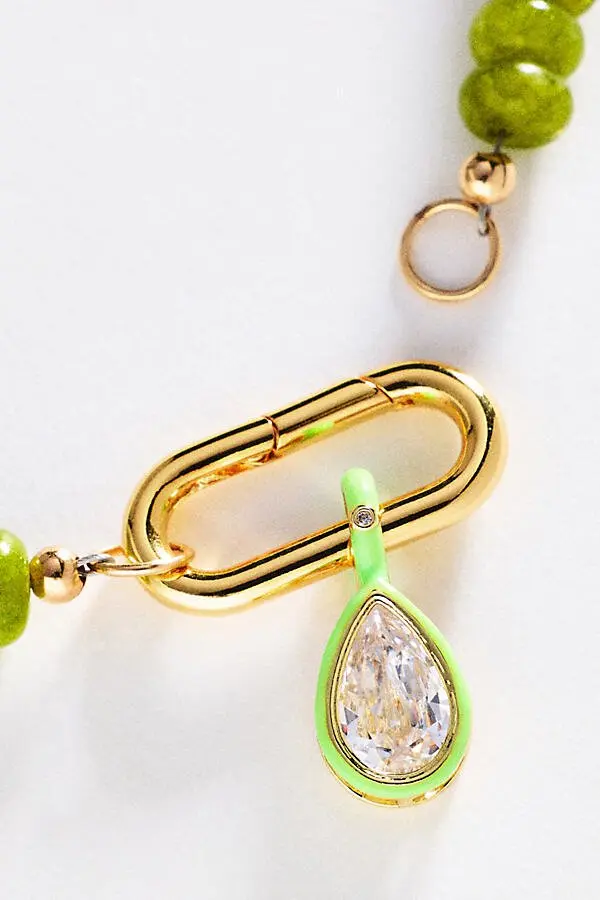 ALV JEWELS Carrie Toggle Charm Necklace - Green