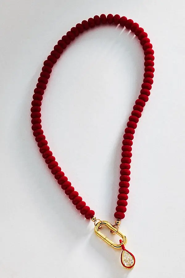 ALV JEWELS Carrie Toggle Charm Necklace - Red
