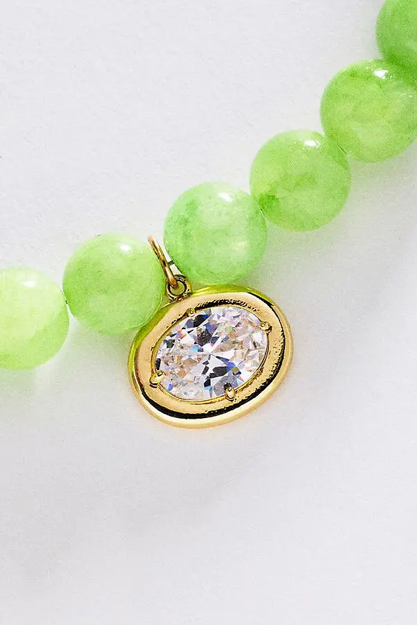 ALV JEWELS Naples Charm Beaded Necklace - Lime