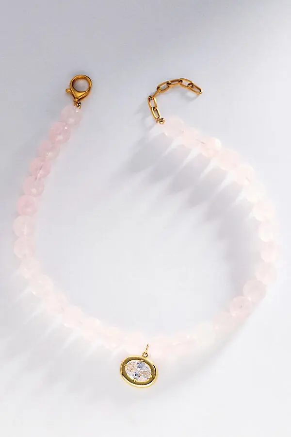 ALV JEWELS Naples Charm Beaded Necklace - Pink