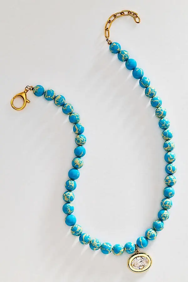 ALV JEWELS Naples Charm Beaded Necklace - Turquoise