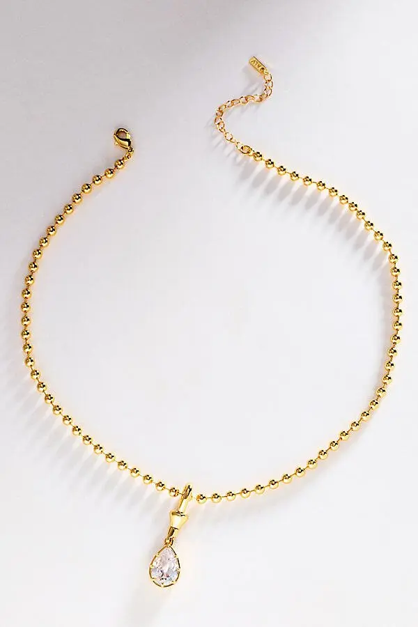 Anthropologie Alv Jewels Heidi Bezel Pendant Necklace - Gold