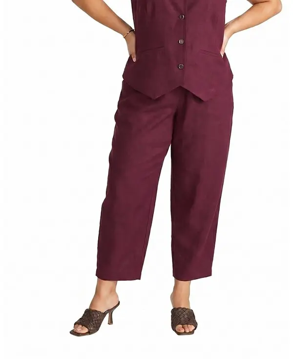 Universal Standard Plus Lou Barrel Leg Linen Pants - Acai