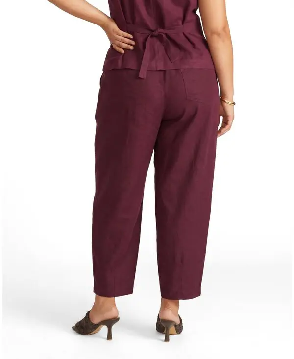 Universal Standard Plus Lou Barrel Leg Linen Pants - Acai