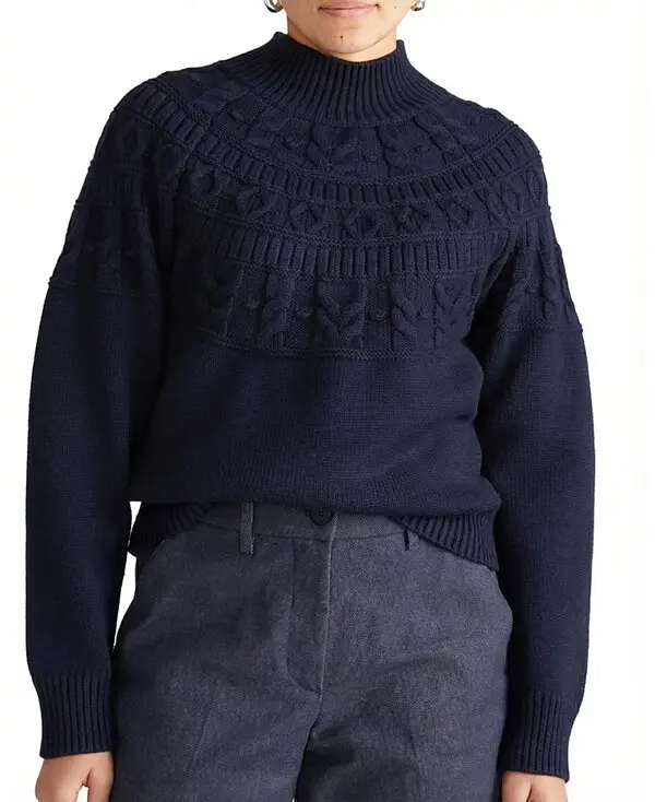 Universal Standard Safiya Cable Knit Sweater - Midnight