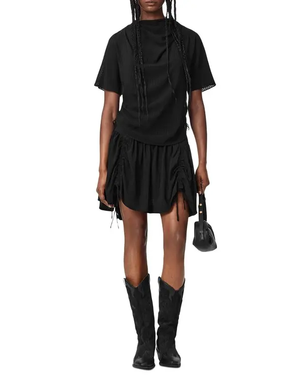 ALLSAINTS Aria Check Skirt - Black