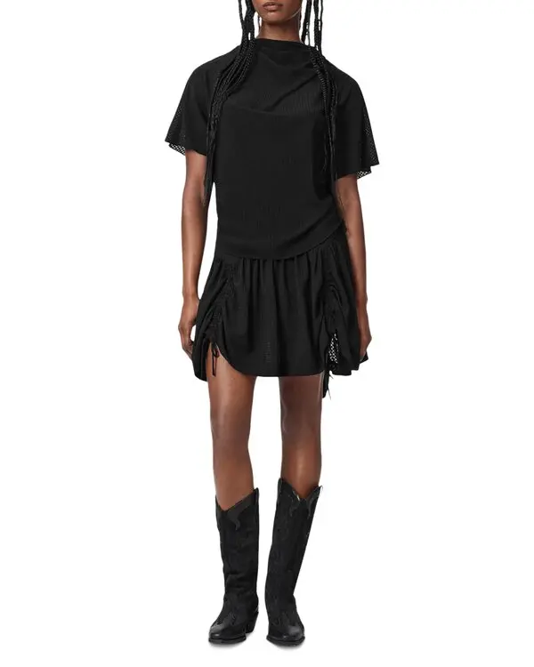 ALLSAINTS Aria Check Skirt - Black