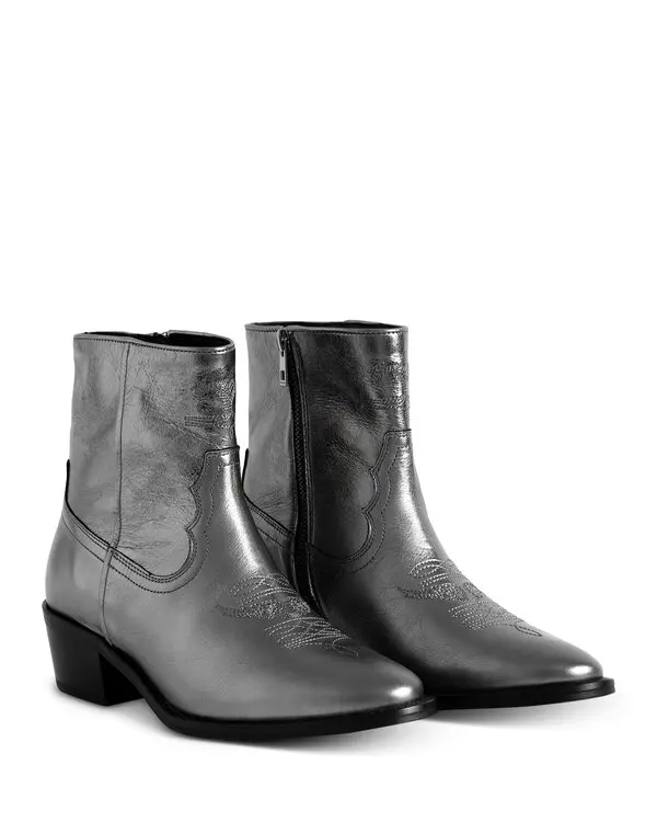 Zadig&Voltaire Tex Low Metallic Leather Ankle Boots