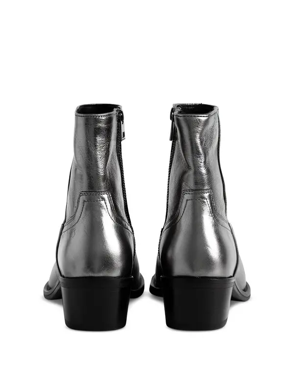 Zadig&Voltaire Tex Low Metallic Leather Ankle Boots