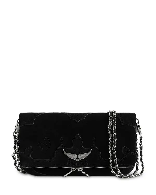 Zadig&Voltaire Rock Western Suede Clutch - Black