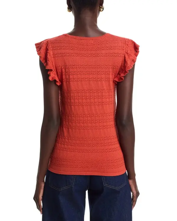 T Tahari Crewneck Flutter Sleeve Top