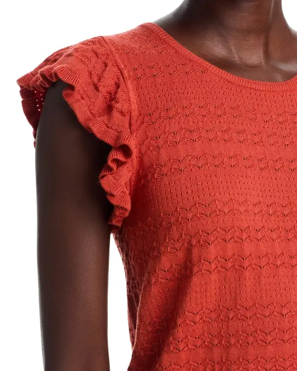 T Tahari Crewneck Flutter Sleeve Top