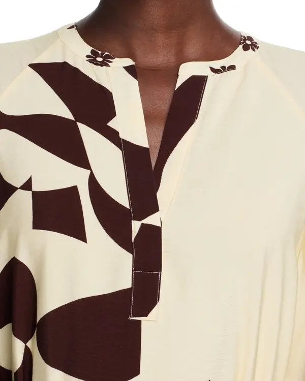 T Tahari Split Neck A Line Dress