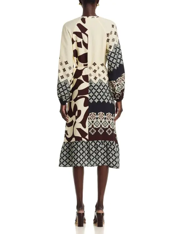 T Tahari Split Neck A Line Dress