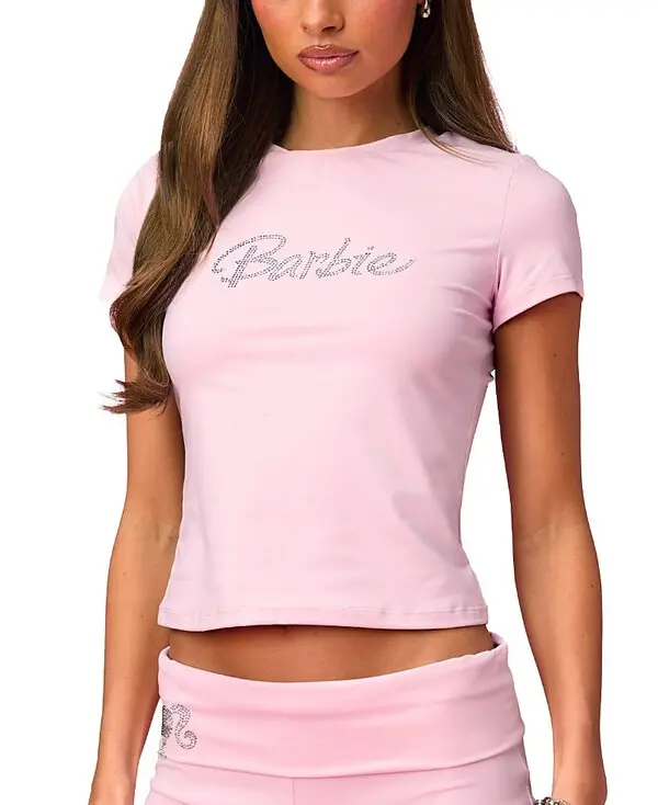 EDIKTED Barbie Rhinestone Embellished T-shirt