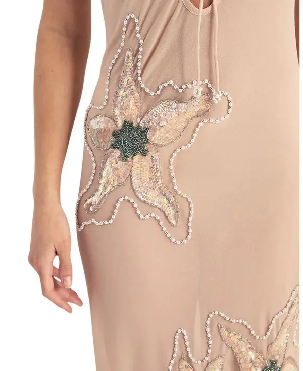 Nasty Gal Flower Embellished Maxi Beach Dress