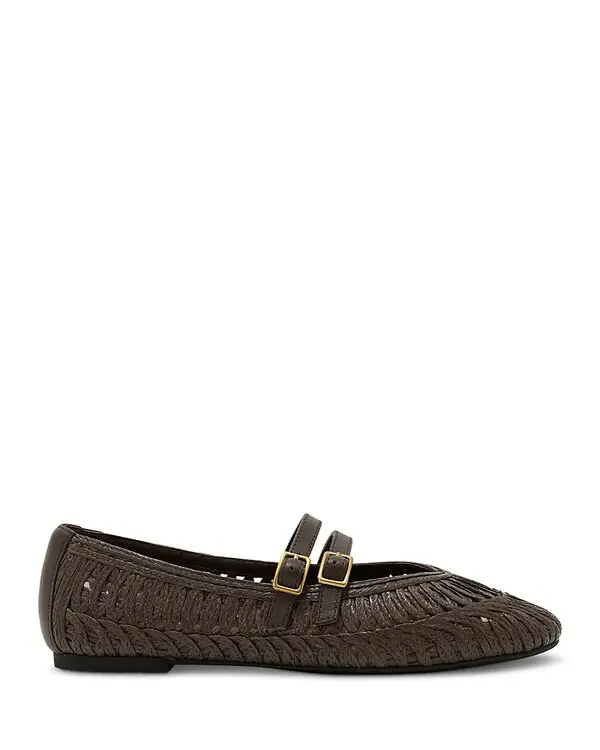 REISS Woven Leather Ballerina Flats With Double Strap Detail