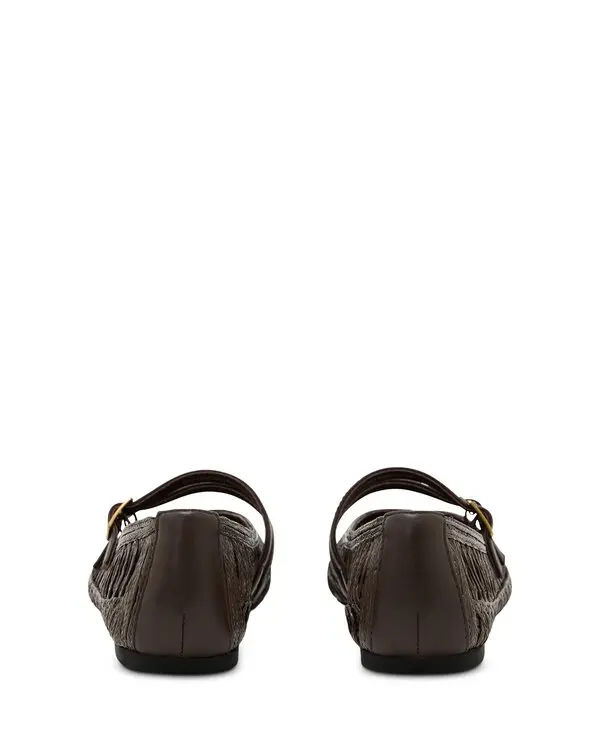 REISS Woven Leather Ballerina Flats With Double Strap Detail