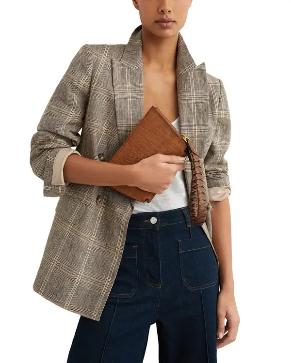 REISS Avery Suede & Leather Shoulder Bag