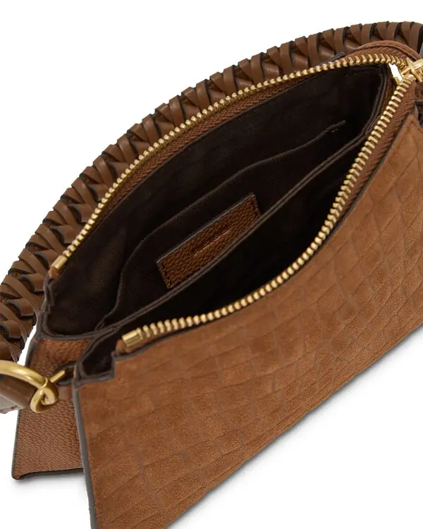 REISS Avery Suede & Leather Shoulder Bag