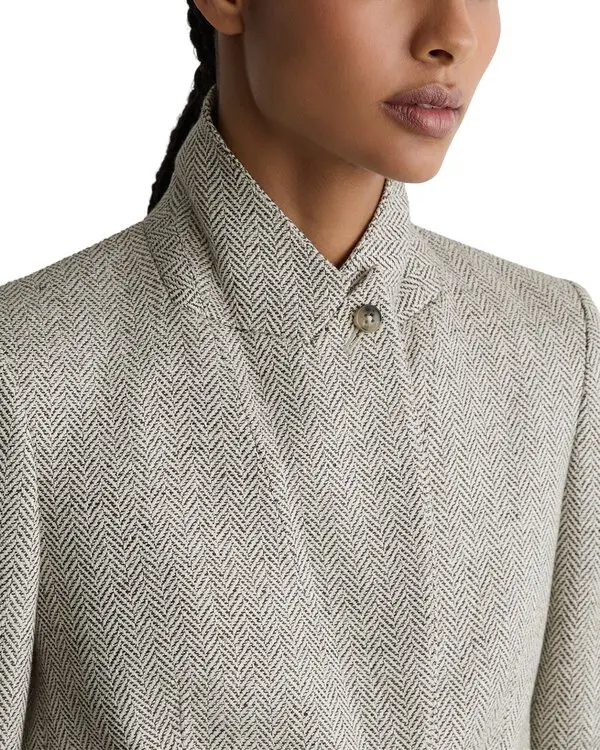 REISS Ezra Herringbone Cropped Blazer