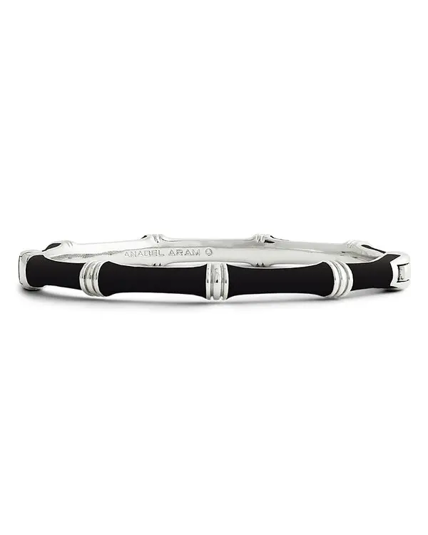 ANABEL ARAM Enamel Bamboo Hinged Bangle Bracelet - Silver/black