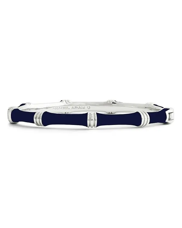 ANABEL ARAM Enamel Bamboo Hinged Bangle Bracelet - Silver/navy