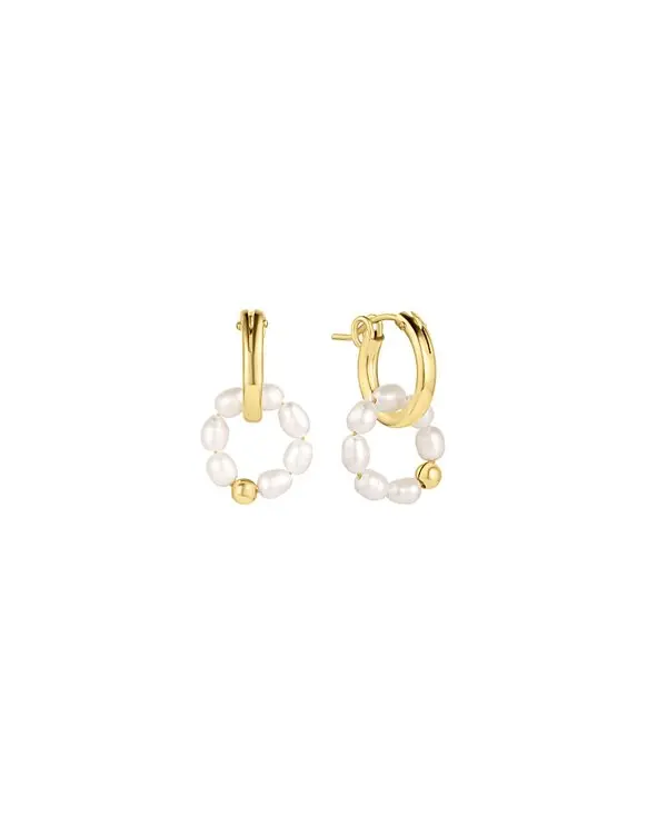 SET & STONES Pearl Halo Hoops - Gold