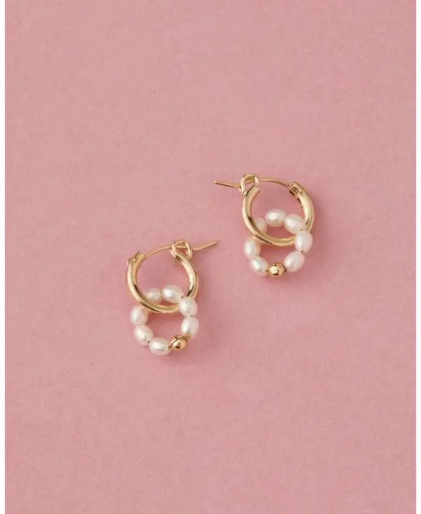 SET & STONES Pearl Halo Hoops