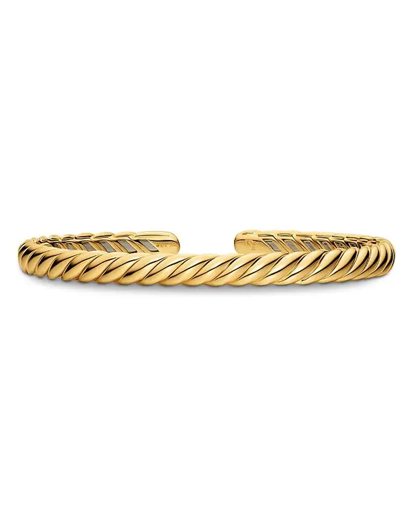David Yurman Sculpted Cable Flex Bracelet In 18k Yellow 5mm - Gold
