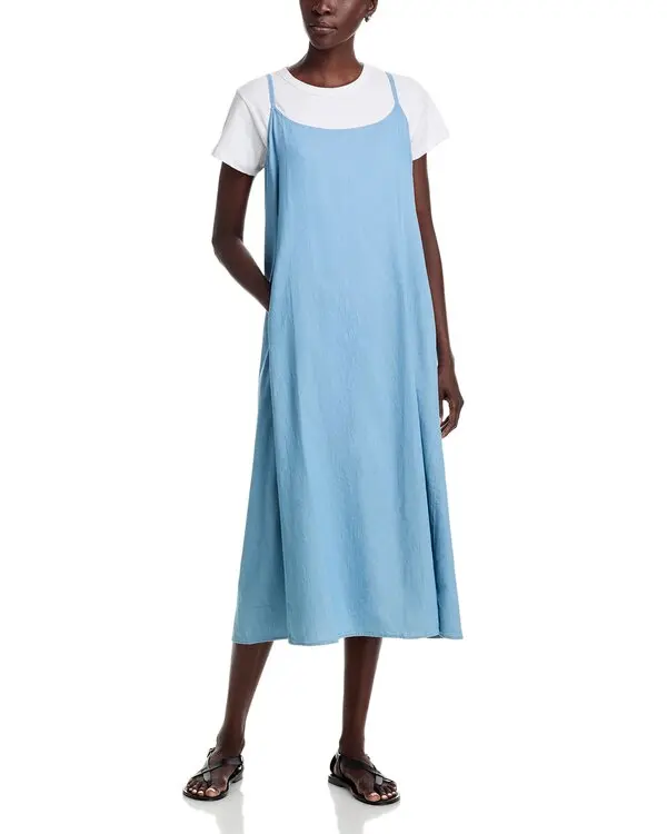 Eileen Fisher Cotton Twill Camisole Midi Dress