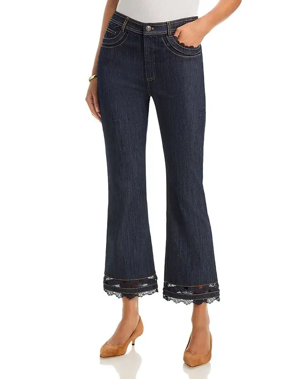Cinq À Sept Guipure Lace Cropped Stevie Jeans - Indigo