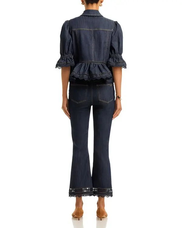 Cinq À Sept Guipure Lace Cropped Stevie Jeans