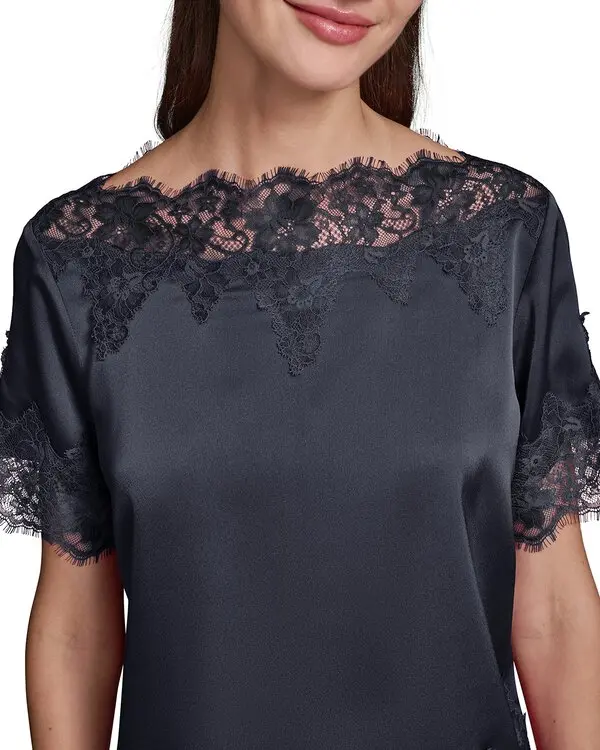 Karl Lagerfeld Paris Silky Lace Trim Top