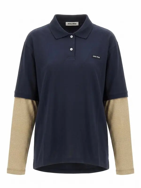 Miu Miu Polo Shirt With Jersey Sleeves