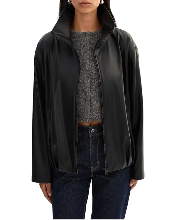 LAMARQUE Denita Faux Leather Bomber Jacket - Black