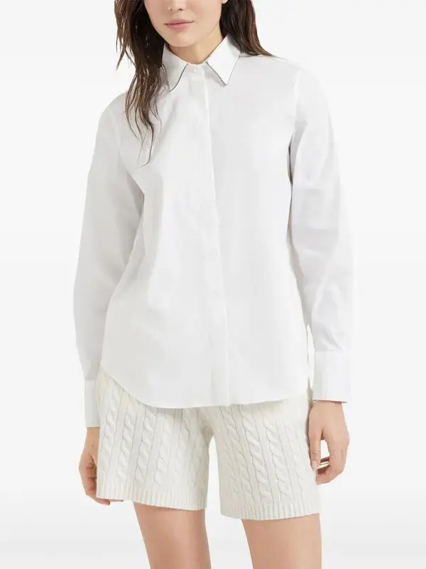 Brunello Cucinelli Cotton Shirt With Monili Trim